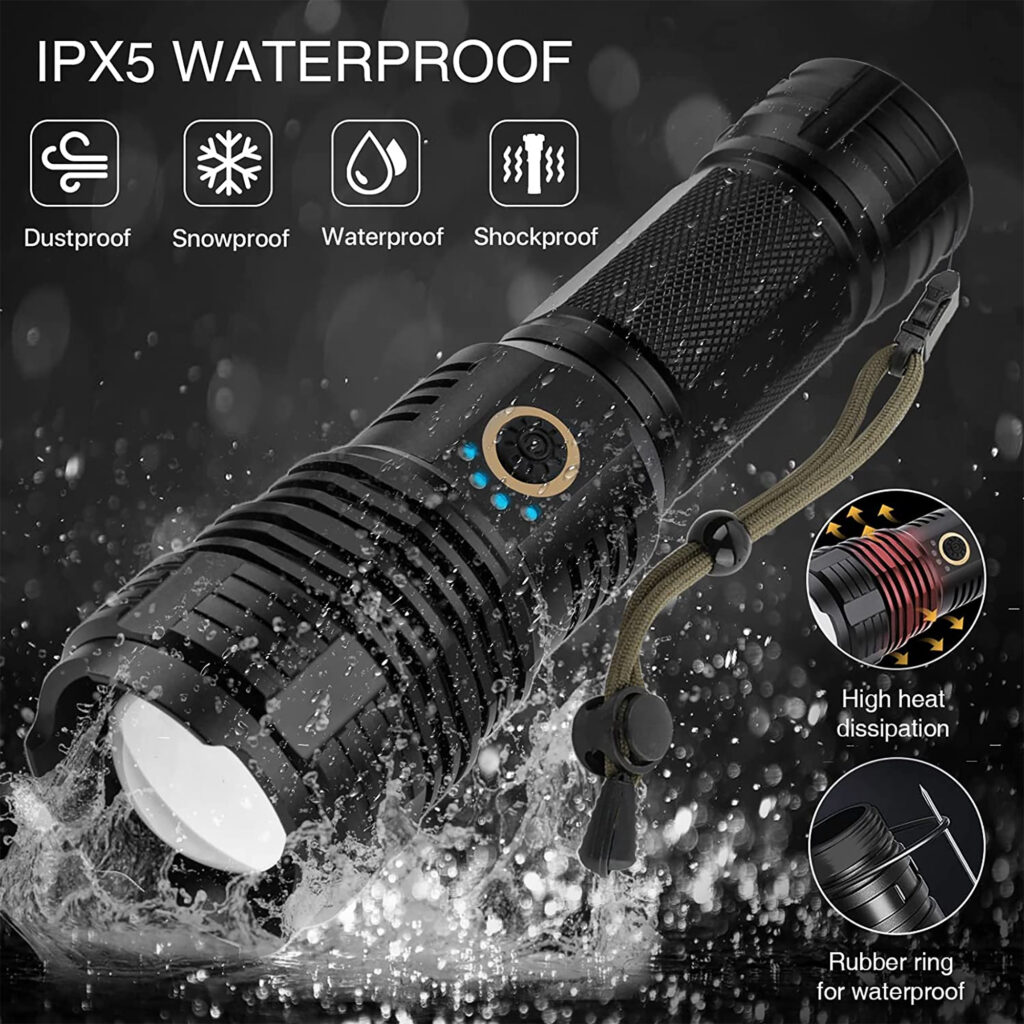 Linterna Led Recargable P50-5 Ipx5 90000 Lúmenes • El Bunkker