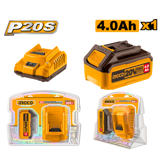 Set X1 Bateria Ingco 20V 4Amp + 1 Cargador Fbcpk1214 • El Bunkker